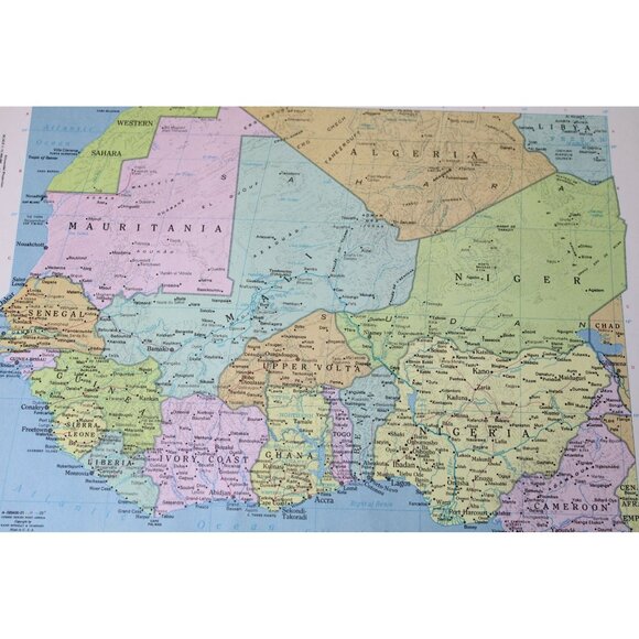 Art | West Africa Niger Algeria Chad Cosmopolitan Atlas Map Vintage ...